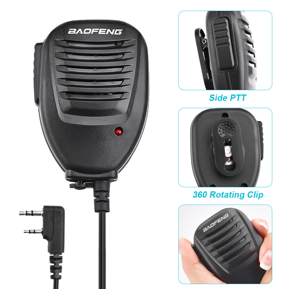 Jual 100% Baofeng Walkie Talkie Microphone Speaker Dual PTT For Baofeng ...