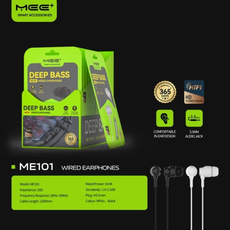 Jual MEE+ Headset ME101 / ME102 (Eceran/Perpcs) Deep Bass Wired ...