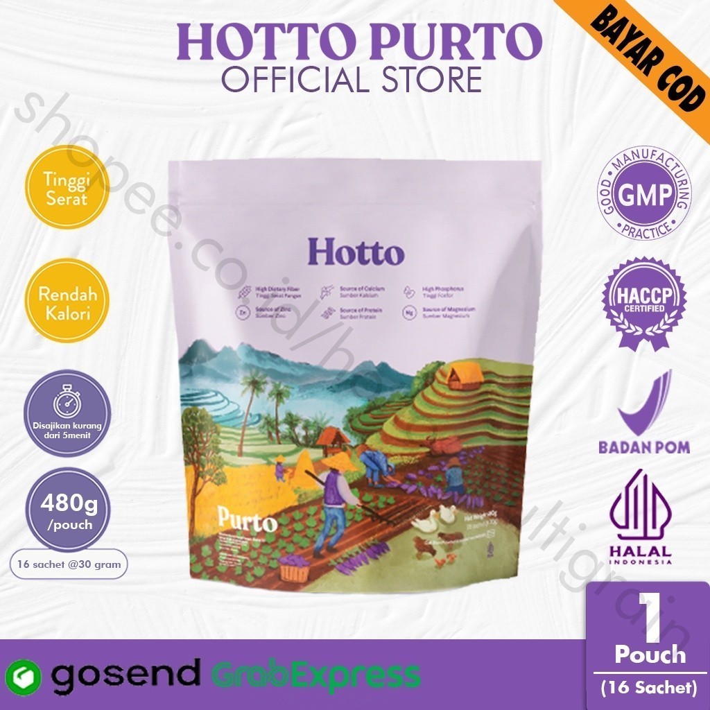 Jual Hotto Purto Multigrain Oat Ubi Ungu 1 Pouch Isi 16 Pcs Minuman ...