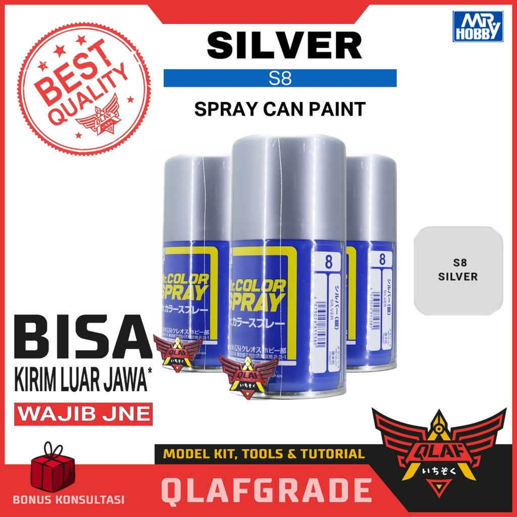 Jual Mr Color Spray SILVER S8 / cat gundam model kit spray can | Shopee ...