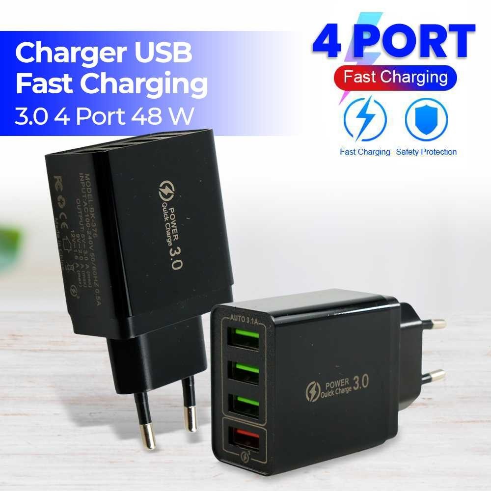 Jual Kepala Cas Charger USB Fast Charging QC 3.0 4 Port 48 W Untuk ...