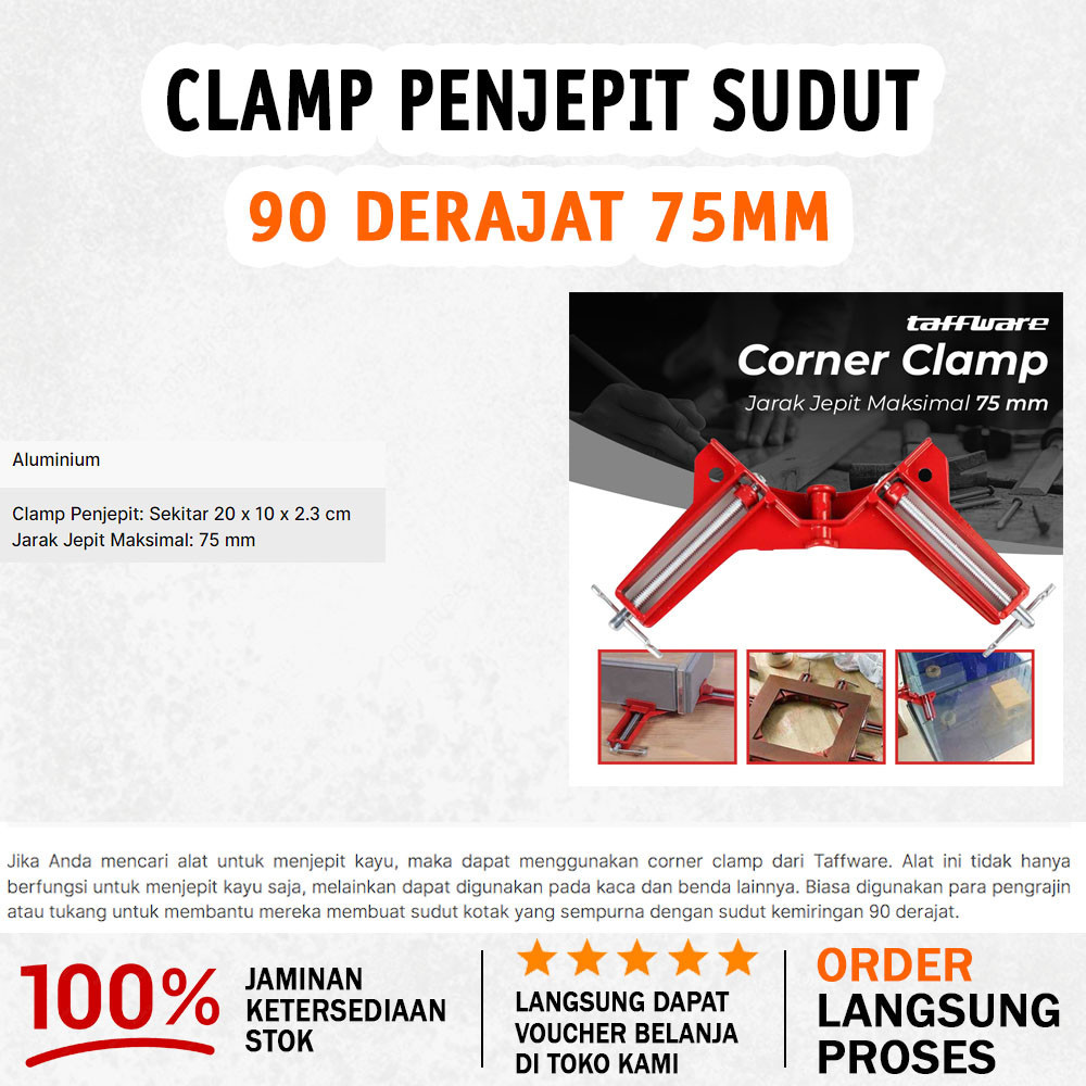 Jual Siku Clamp Sudut Frame | Dengan Penjepit Sudut 90 Derajat Max 75mm ...