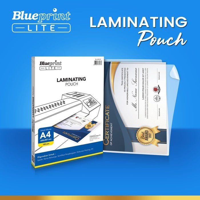 Jual Blueprint Lite Plastik Laminating Pouch Film A4 Laminating 85 Mikron | Shopee Indonesia