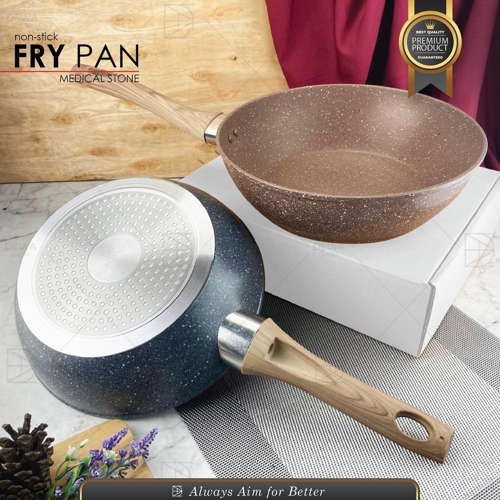 Jual Fry Pan Teflon Anti Lengket Wok Medical Stone Frying Pan 24cm 26cm 28cm Frypan Penggorengan ...