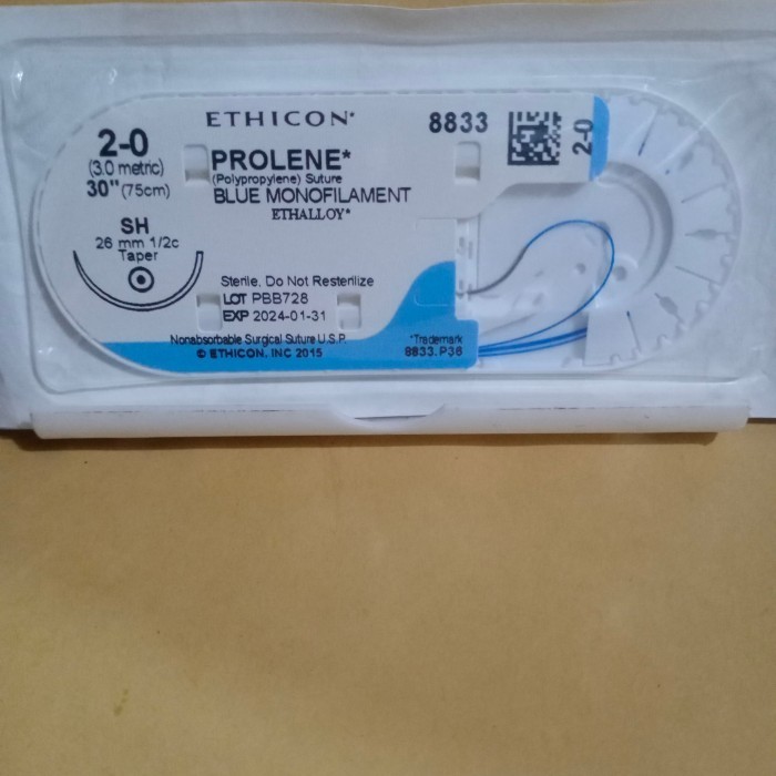 Jual PROLENE 2/0 Taper 8833 (polypropylene blue monofilament non absorb ...