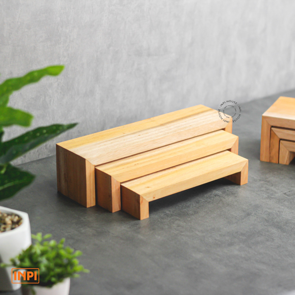 Jual Display Rak Susun Pajang produk Rak Tangga Kayu Pajangan (isi 3 ...