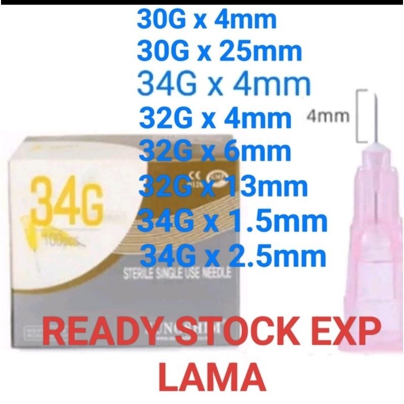 Jual PROMO! jarum 30g jarum 32g jarum 34g meso needle 34G 32G 30G sungshim jarum meso skin ...