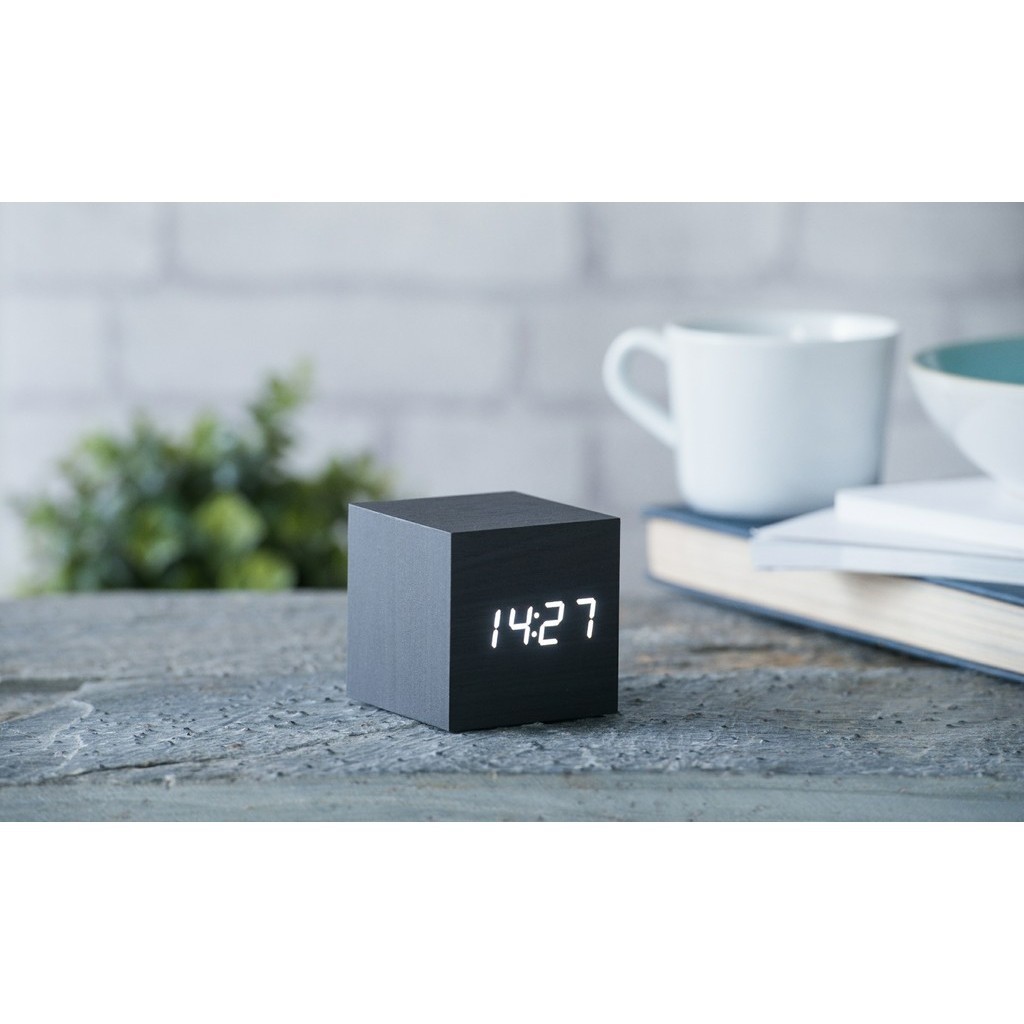 Jual Artique Objectz Gingko Cube Black Click Clock/White LED | Shopee ...