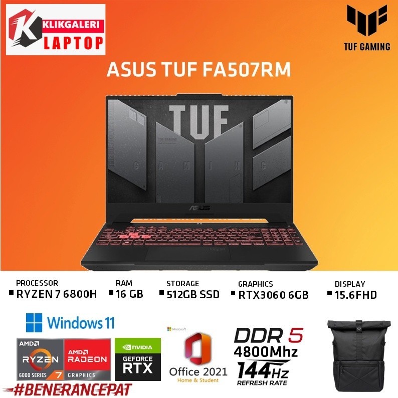 Jual ASUS TUF FA507RM R736B6GO RYZEN 7 6800H 16GB 512SSD RTX3060 6GB ...