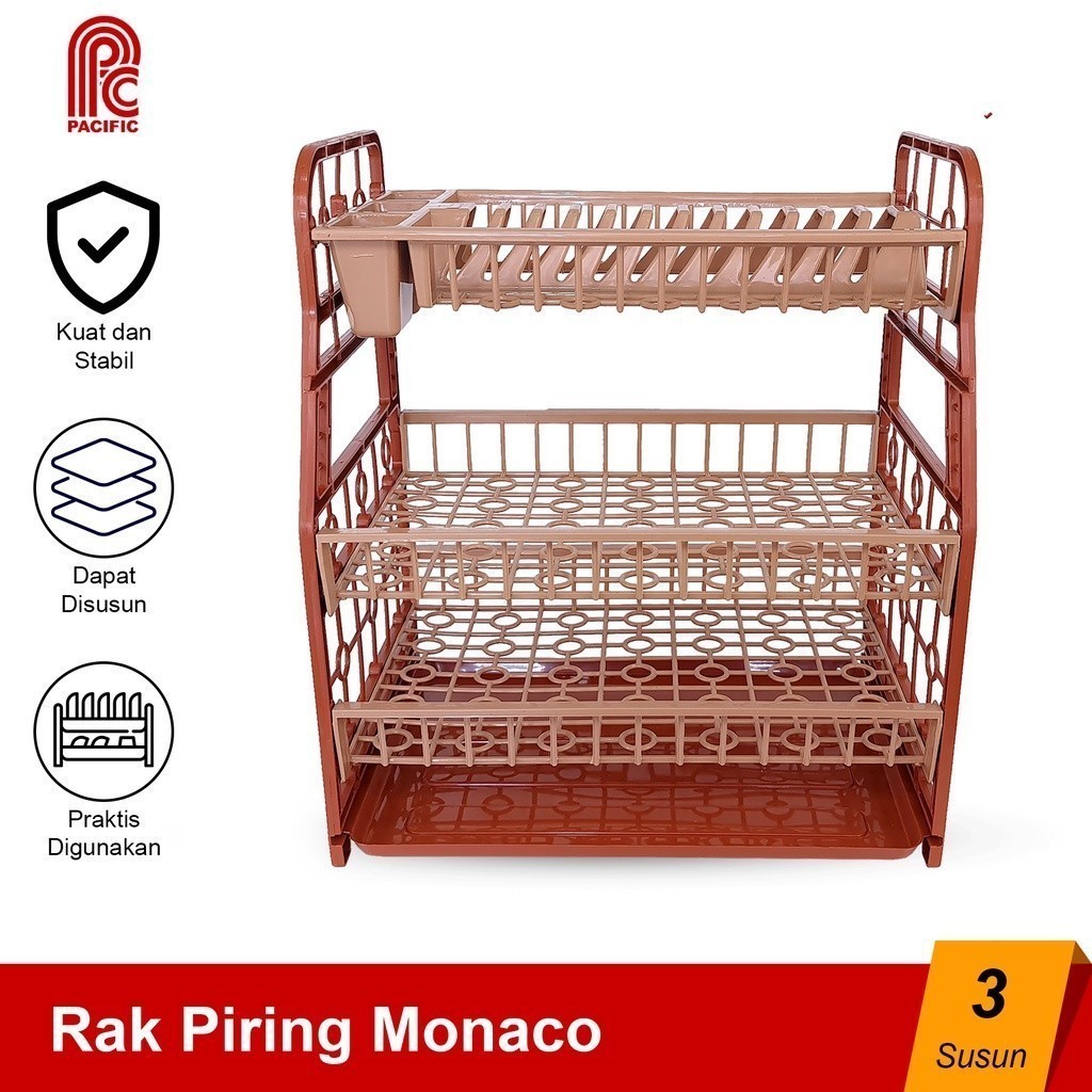 Jual Pacific Rak Piring Plastik 3 Susun Monaco Dish Rack Dengan Nampan ...