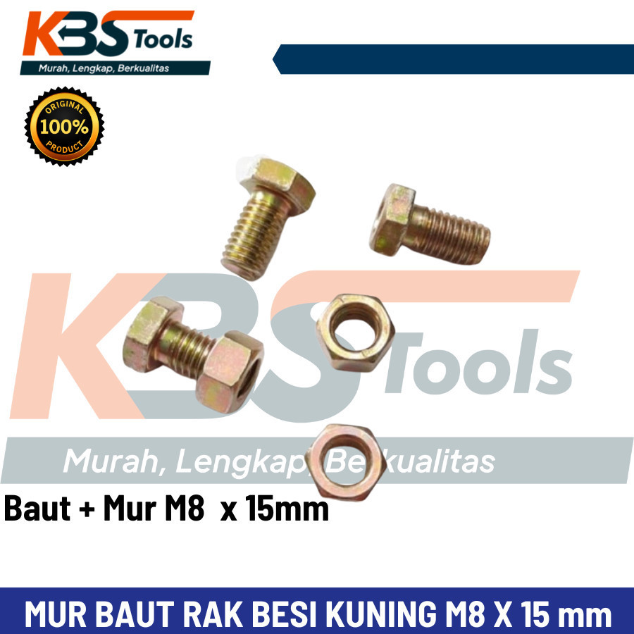Jual 1 BOX Mur Baut Rak Besi M8 x 15mm Kuning - Baut Besi Siku Lubang Serbaguna (300 PCS ...