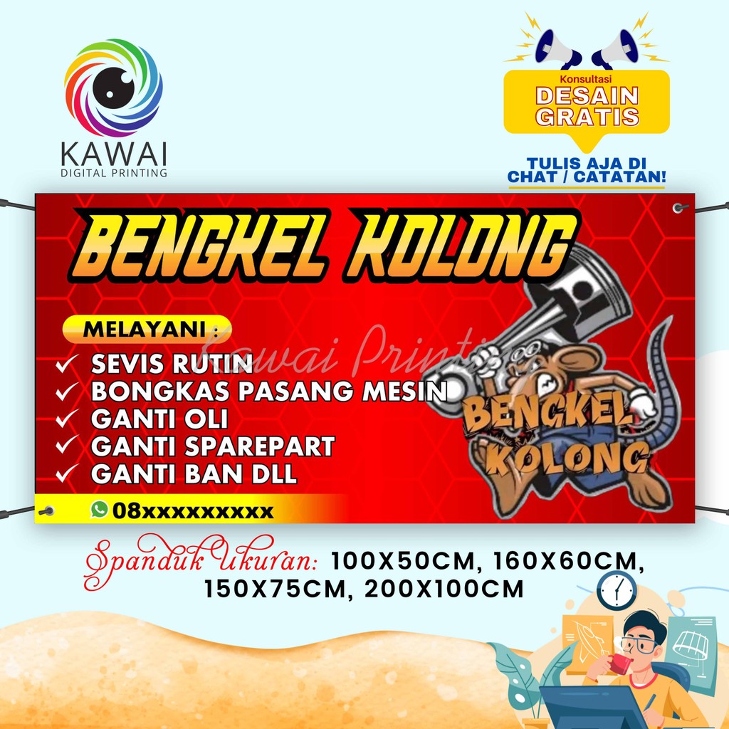 Jual Spanduk Banner MMT Bengkel Service Dan Ganti Ban Motor Bisa ...