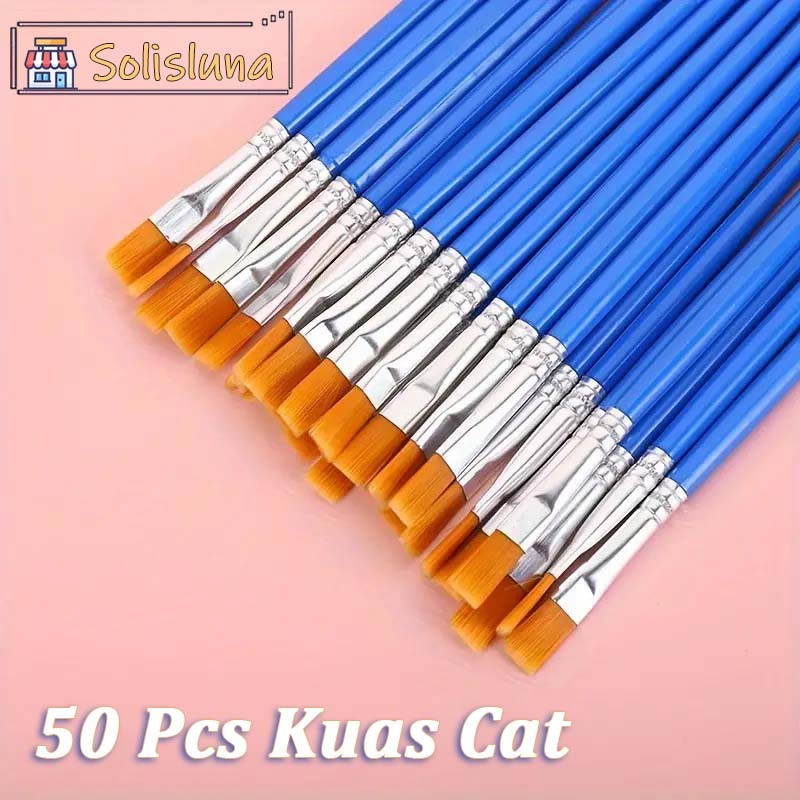 Jual 50 pcs Cat Air Biru Ujung Datar Runcing Kuas Set Kuas Akrilik Kuas ...