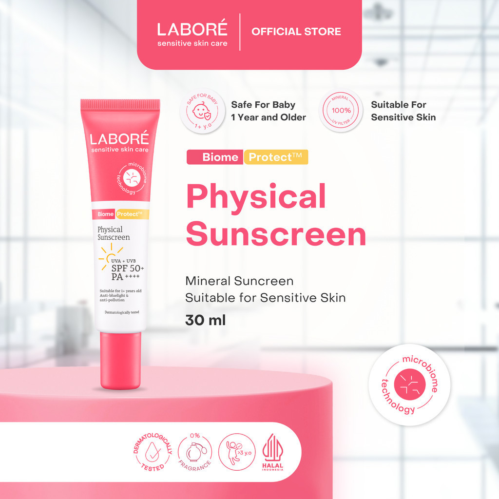 Jual Labore Physical Sunscreen SPF 50 PA++++ Full Size 30ml - Mineral ...