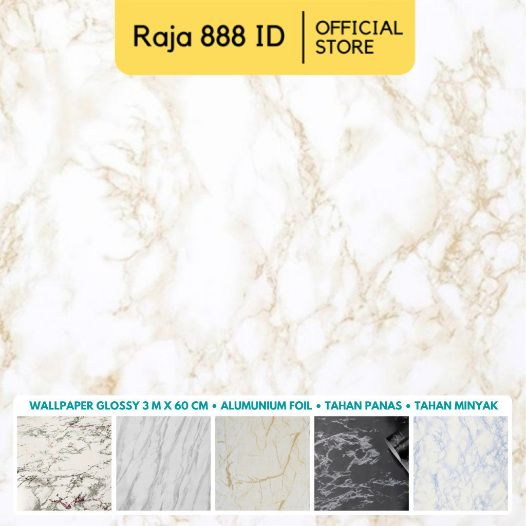 Jual RAJA888 Wallpaper Dapur Marmer Putih Doff / Tidak Glossy Marble Statuario Marmer Hitam Krem ...