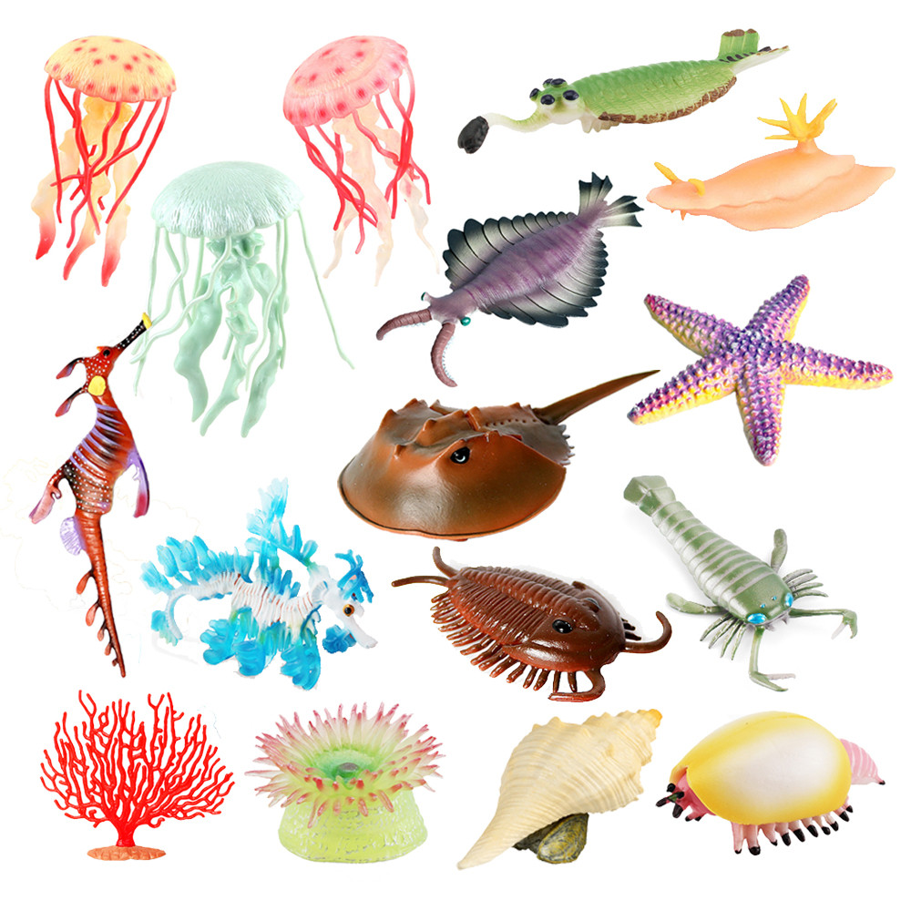 Jual Marine Toy Animals Jellyfish Seahorse Starfish Trilobita Shrimp ...