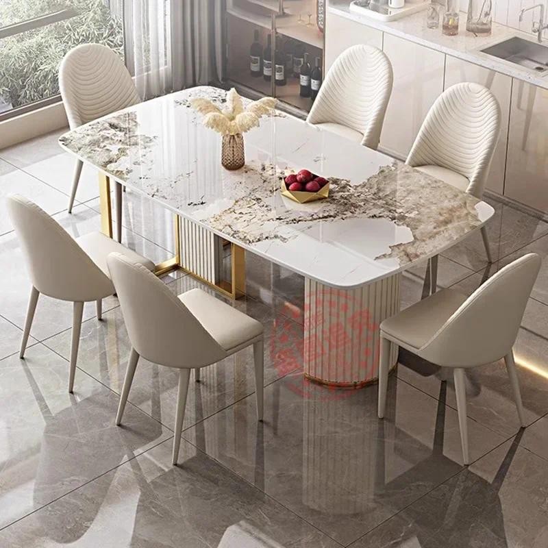 Jual Marble Nordic Dining Table White Luxury Rectangle Space Savers Dining Table Modern Home ...