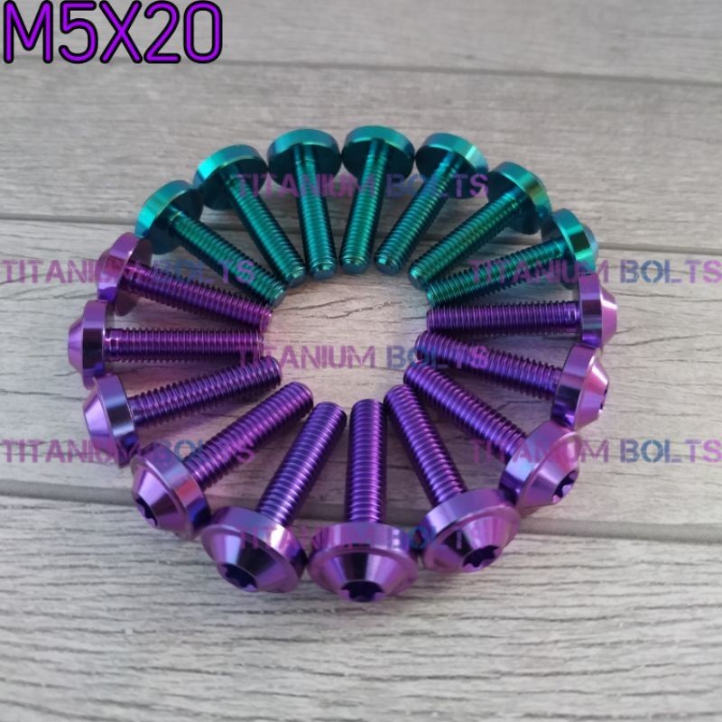 Jual Baut Payung Titanium Bolt M5x20 Payung Kecil Titanium GR5 Original | Shopee Indonesia