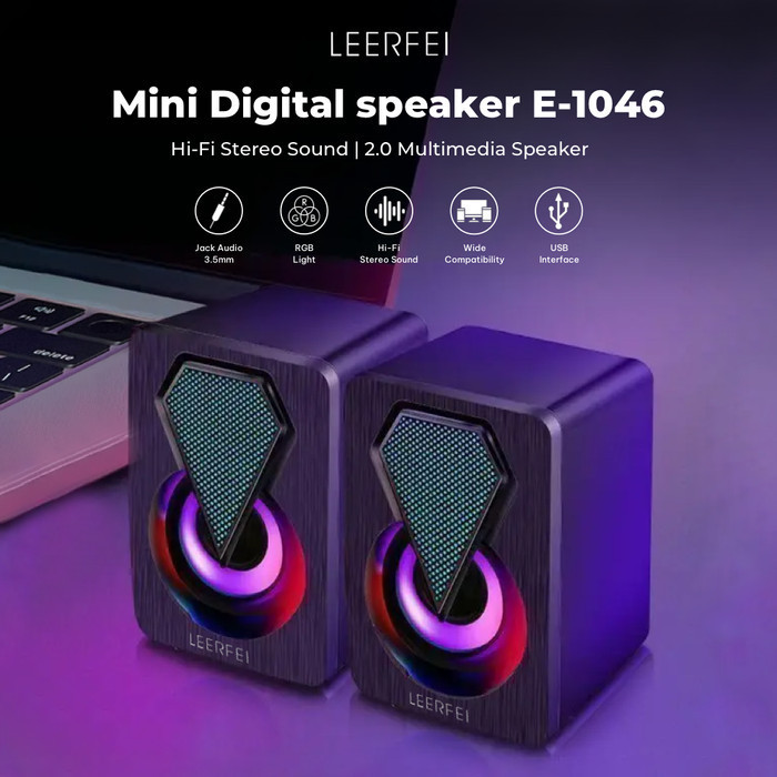 Jual Speaker Kabel Multimedia Desktop Leerfei E-1046 Portable Active - A2 | Shopee Indonesia