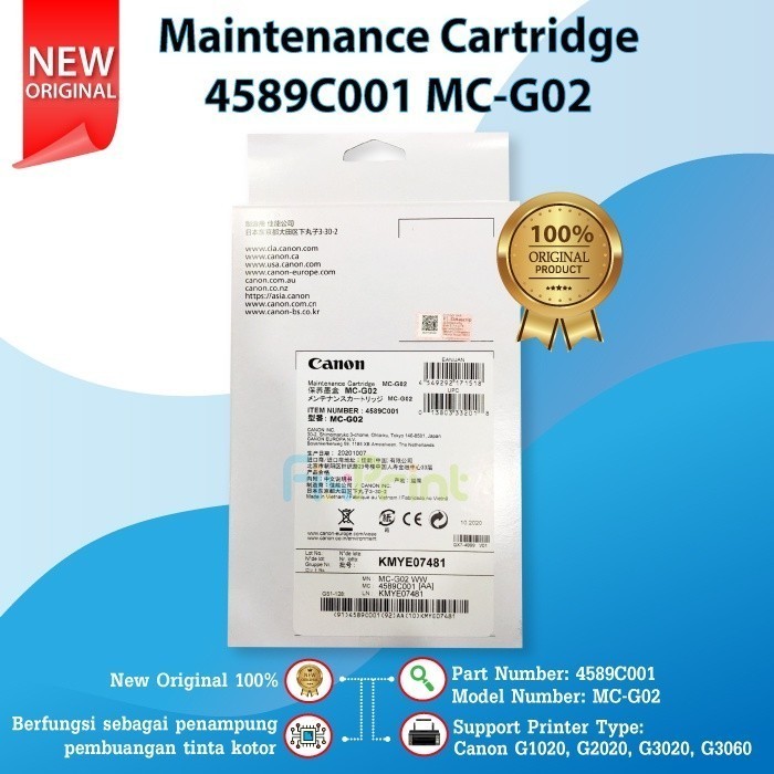 Jual Maintenance Box Cartridge MC-G02 MC G02 Waste Ink Printer Canon ...