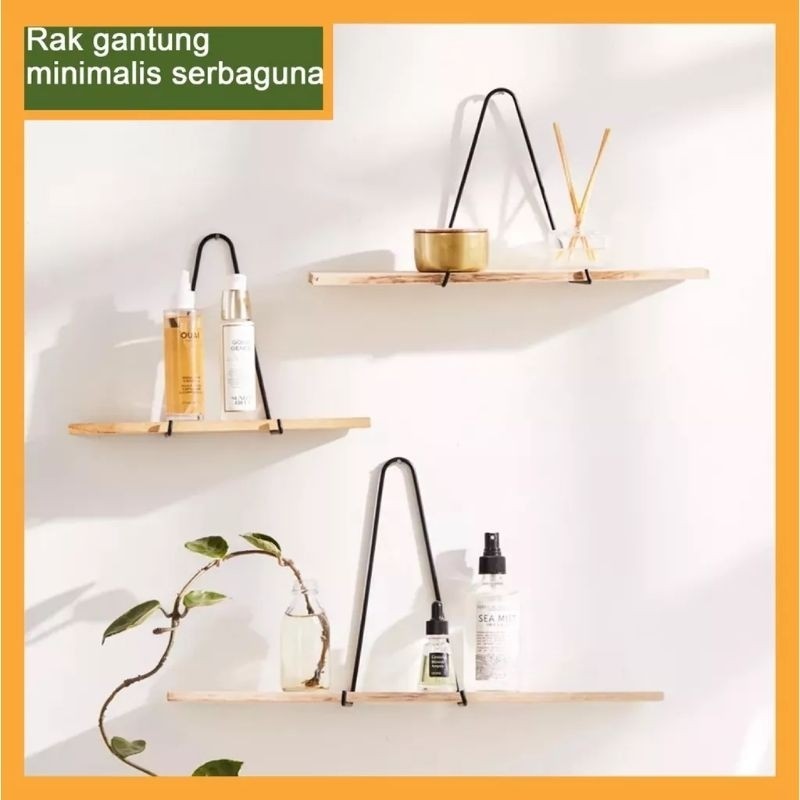Jual Rak Dinding Besi Tempel / Hiasan Dinding Kayu Gantung /Dekorasi ...