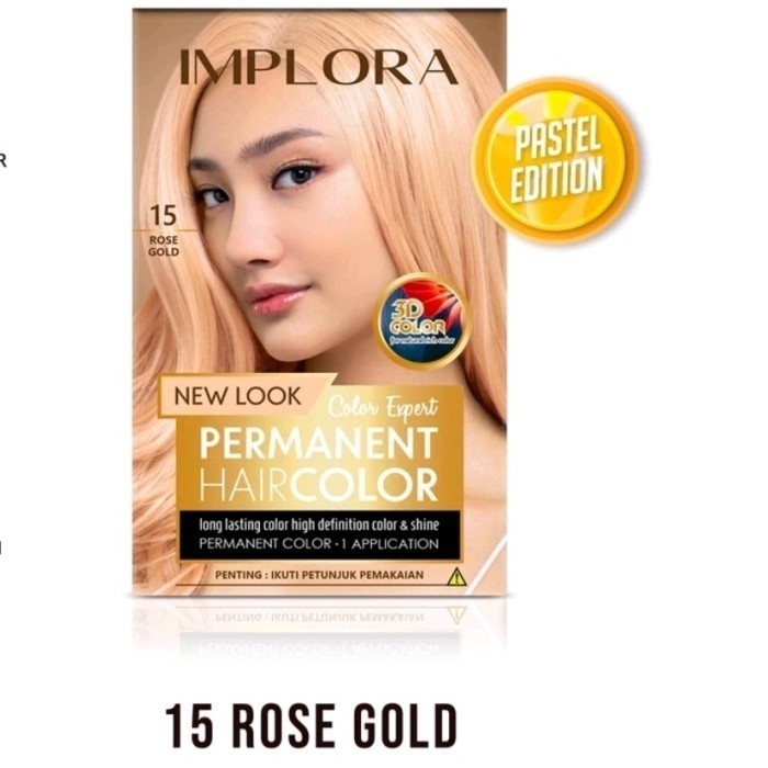 Jual implora new permanent hair color / cat rambut implora rose gold ...