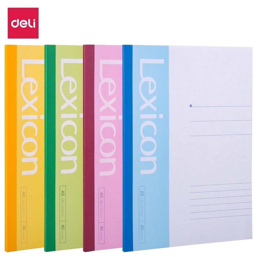 Jual Notebook DELI Lexicon Adhesive Bound 4 warna Uk.A5 - 7651 | Shopee ...
