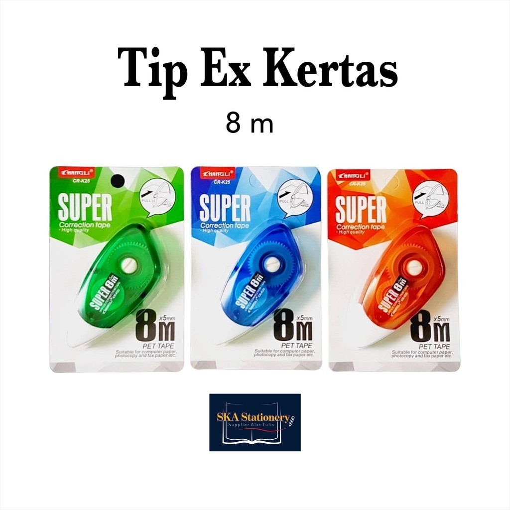 Jual Tip Ex Kertas / Correction Tape / Tip Ex Roll Kertas 8M (Pcs ...