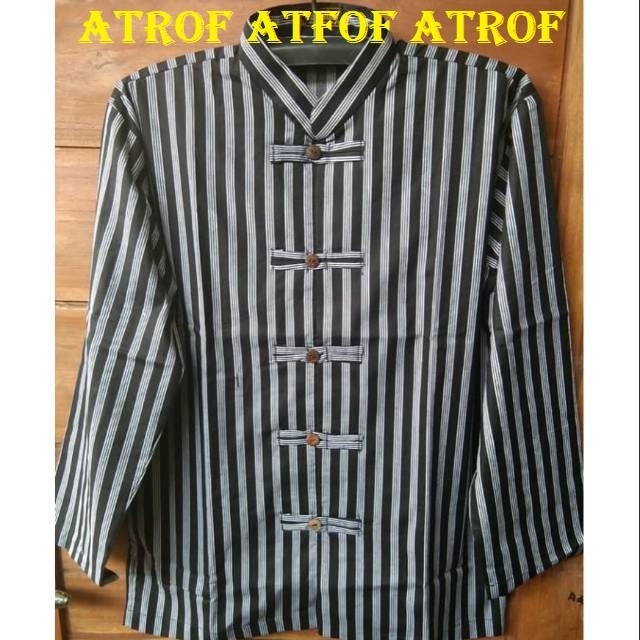 Jual LURIK JAWA Kebaya dan Sorjan Surjan Lurik HALUS Sanghai Koko ABU ABU/ Baju Adat Jawa LURIK ...