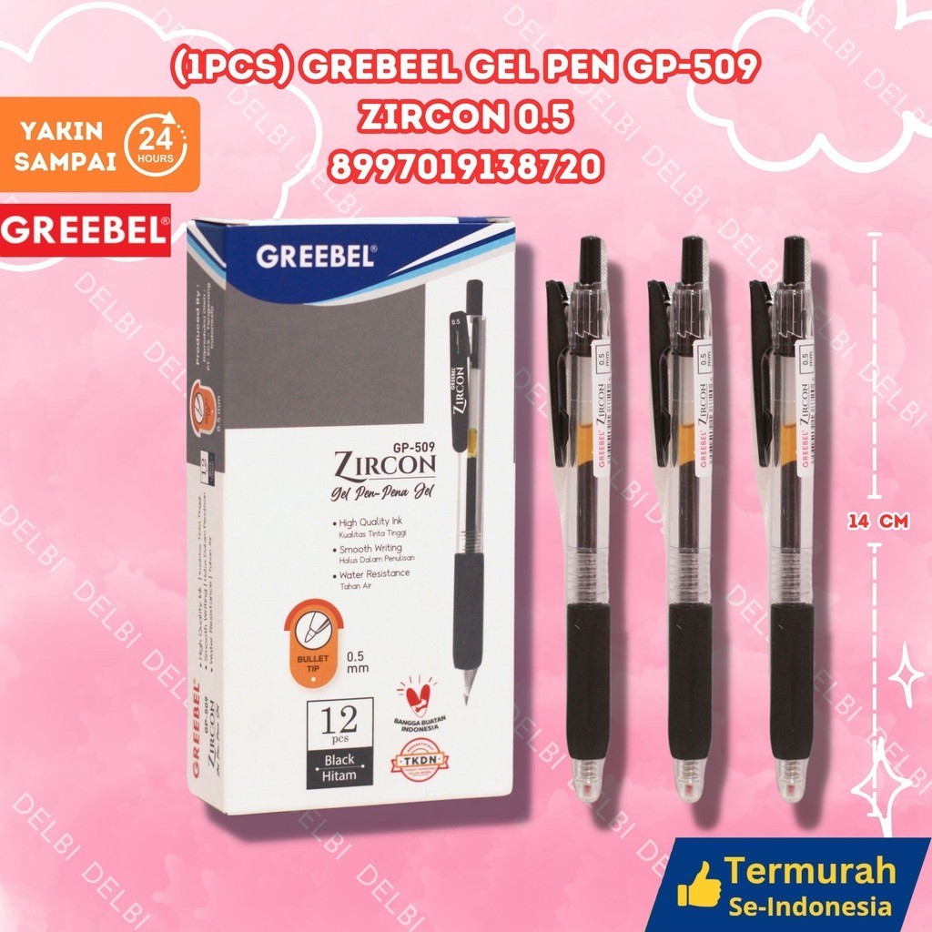 Jual GREEBEL GEL PEN GP-509 ZIRCON 0.5 /Pen/Pulpen/gel pen utk atk kantor kerja kuliah anak ...