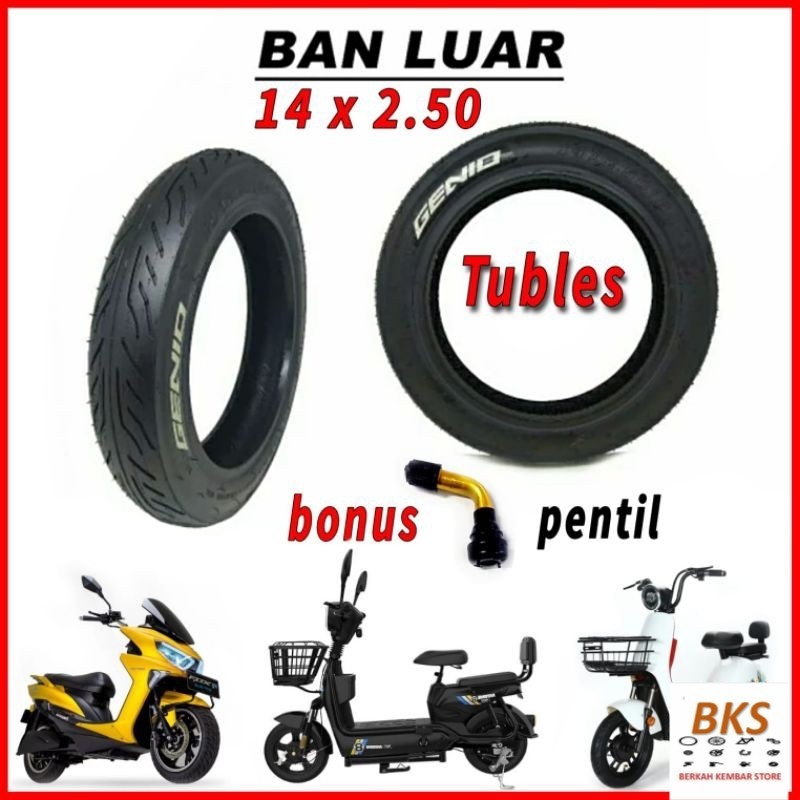 Jual Ban luar sepeda listrik ukuran 14 x 2.50 genio 14 inch tubelles ...