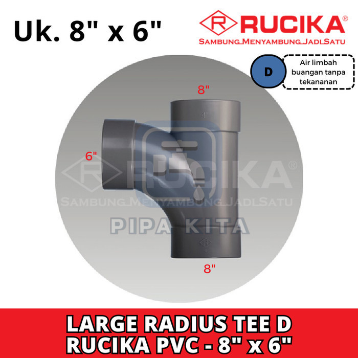Jual Large Radius Tee D 8 x 6 Inch RUCIKA PVC TY 90 Derajat Tee Way ...