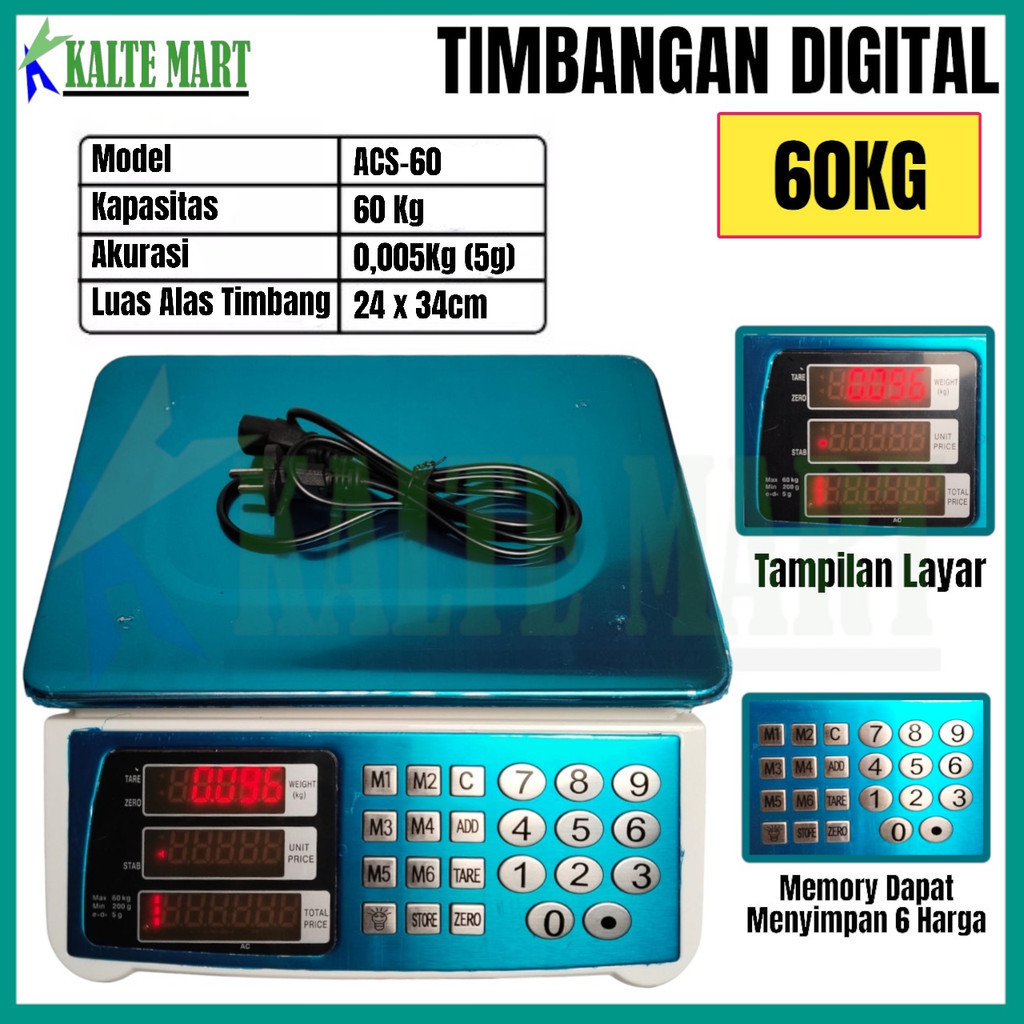 Jual Timbangan Buah digital 60Kg Digital Computing Scale Double Display ...