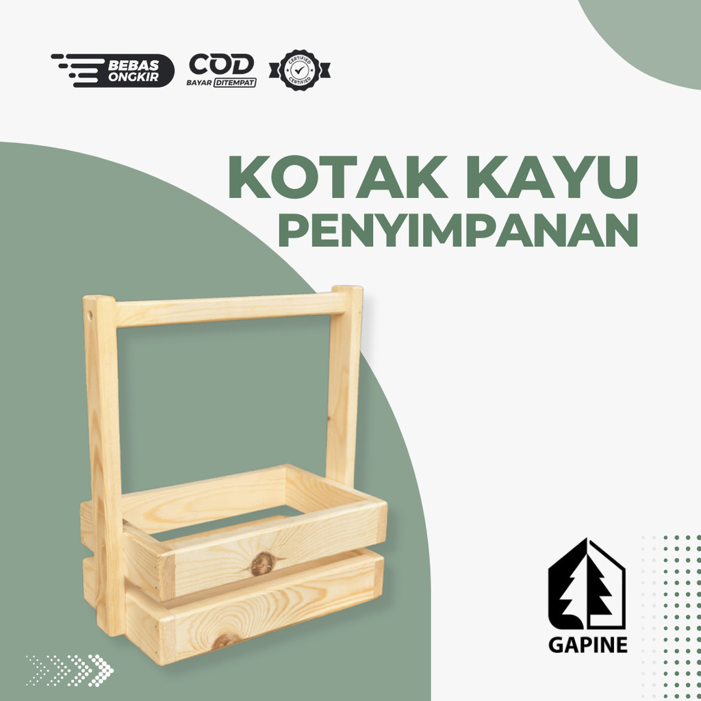 Jual Gapine - Kotak Display Kayu Box Penyimpanan Kayu Dengan Pegangan ...