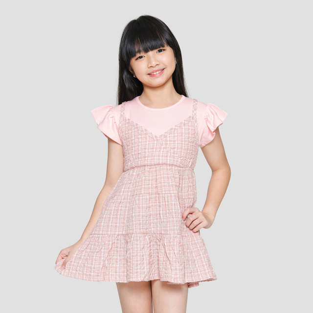 Jual Little M Woven 2In1 Kotak 1 Midi Dress Anak Perempuan 121570622 ...