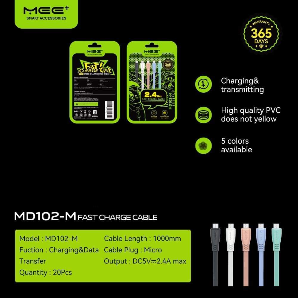 Jual MEE+ MD102-M/MD102-C/MD102-L Fast Charge Cable 2.4M 1M Data Cable ...