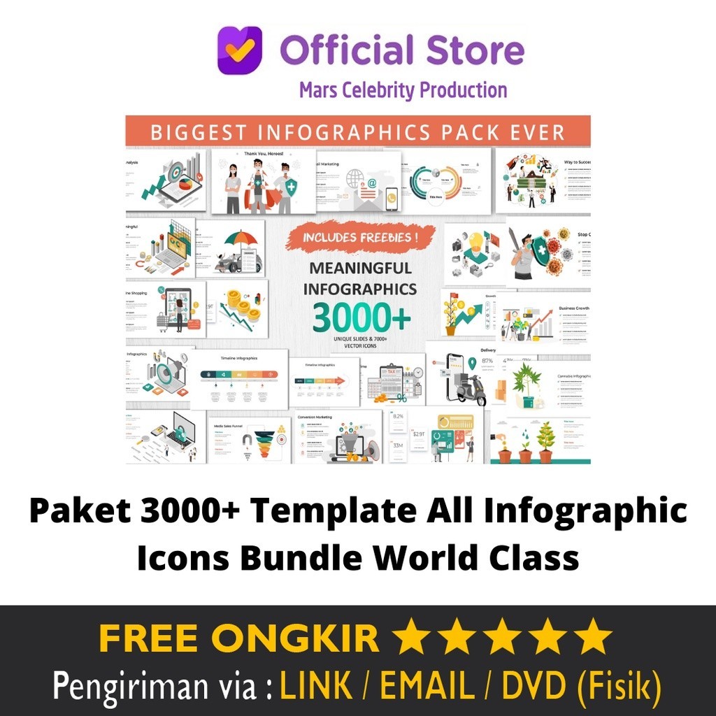 Jual Paket 3000+ Template All Infographic Icons Bundle World Class PPT ...