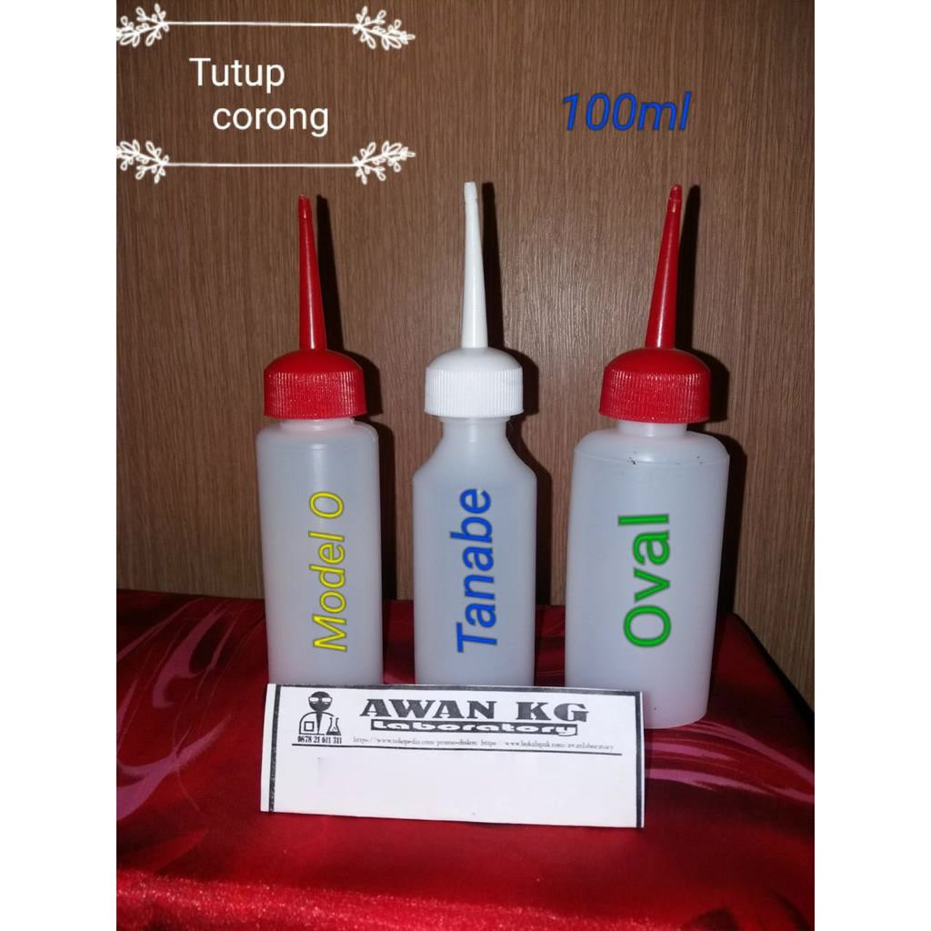 Jual Botol plastik corong merah 100ml pake tutup dalam | Shopee Indonesia