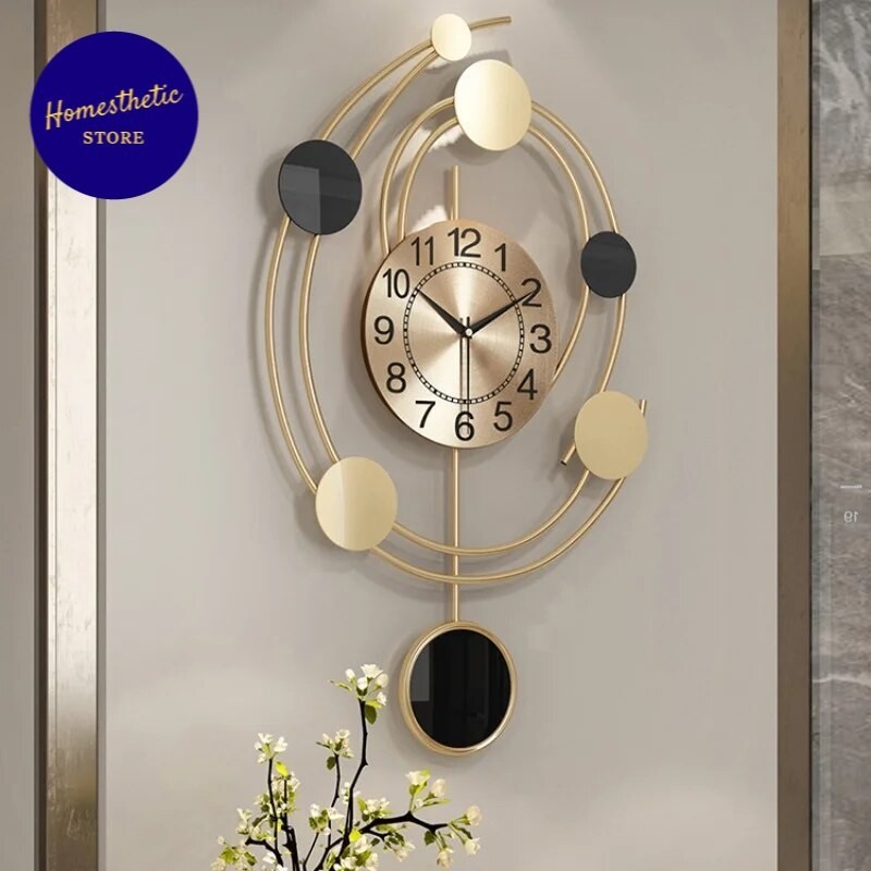 Jual Jam Dinding Mewah Modern Gold Model Elegan Quartz Iron Luxury ...