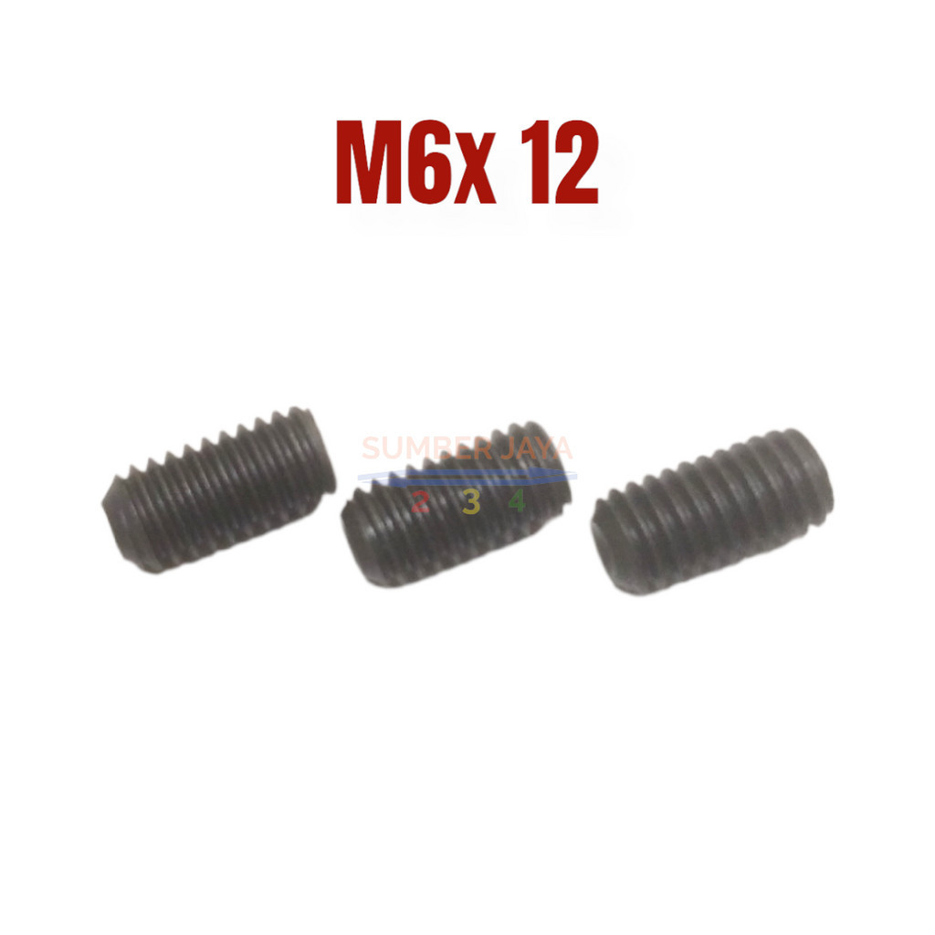 Jual Baut Tanam Set L M6 x 12 Baja Hitam / Baut Tanpa Kepala Socket Set Screw | Shopee Indonesia