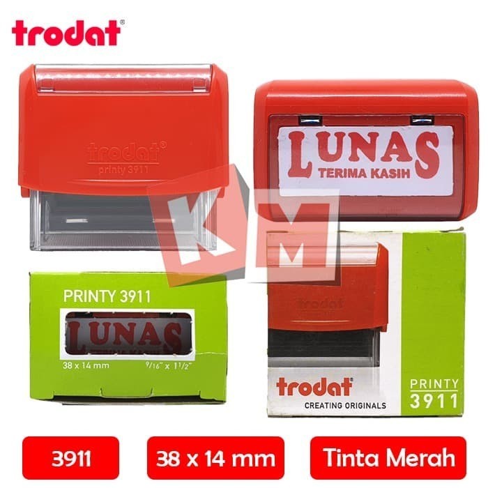 Jual Stempel Warna Otomatis Trodat Printy 3911 LUNAS TERIMA KASIH | Shopee Indonesia