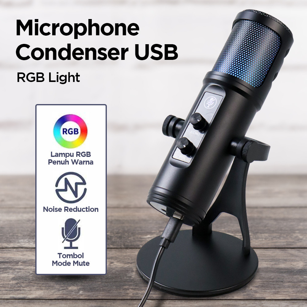 Jual FEIWIMI Microphone Condenser USB Mikrofon Kondensor Studio RGB ...