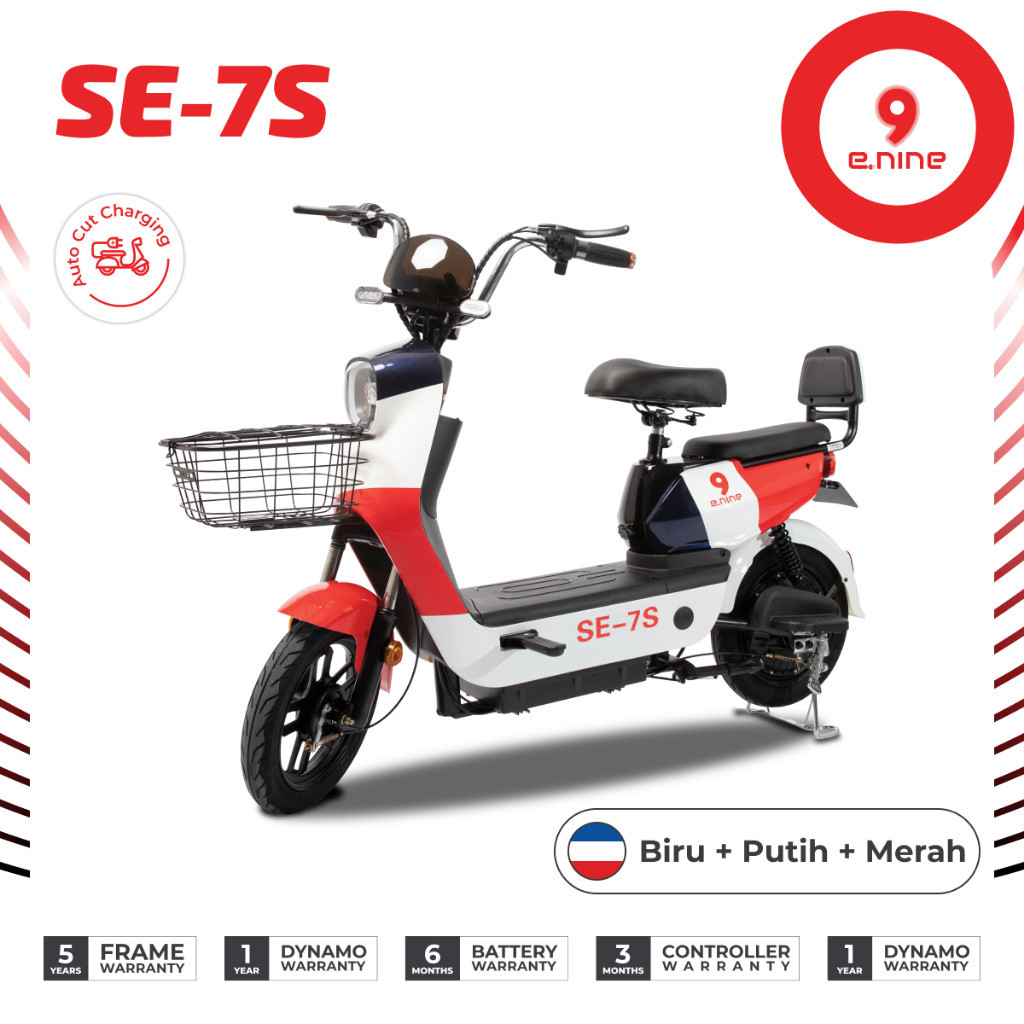 Jual Enine Indonesia Sepeda Listrik SE-7s - Mix colour (Merah Putih) | Shopee Indonesia