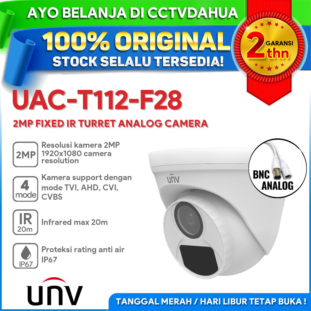 Jual UNIVIEW UAC-T112-F28 UNV 2MP FIXED 4IN1 IP67 IR TURRET ANALOG CAMERA RESMI | Shopee Indonesia