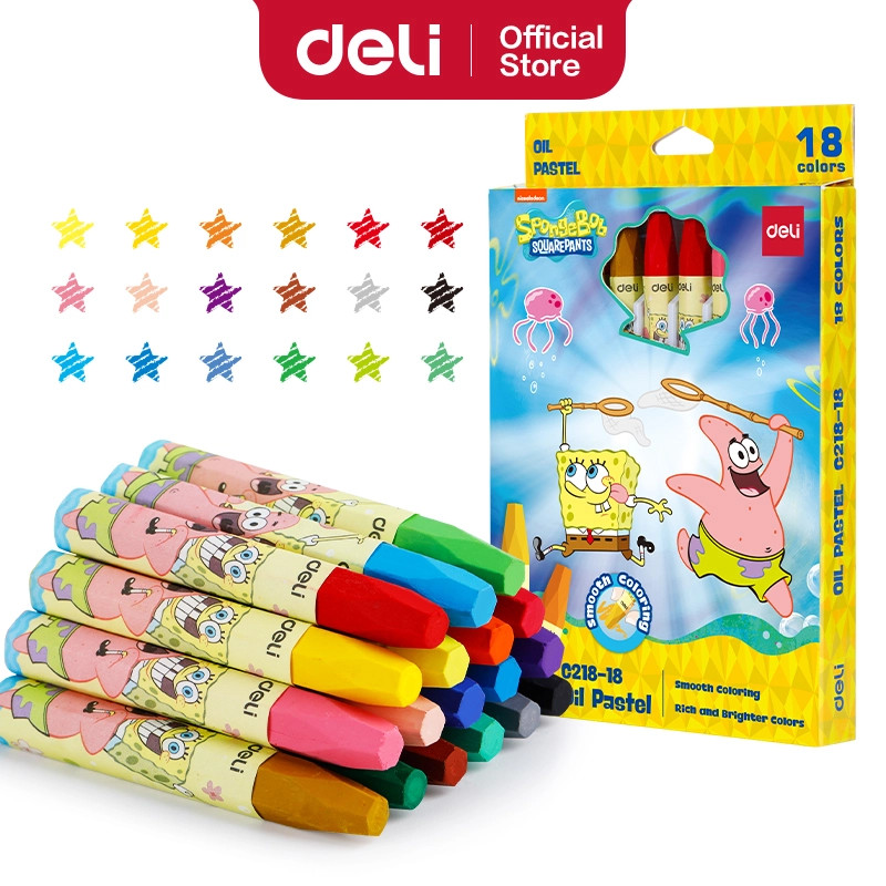 Jual Oil Pastel / Crayon Deli Spongebob Squarepants 18 Warna - EC218-18 ...