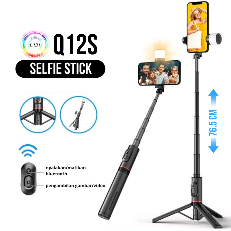 Jual CIJI Q12S Tripod Mini Tersembunyi Bluetooth Remote Fill Light ...