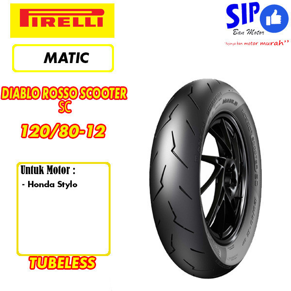 Jual Ban motor matic Pirelli Diablo Rosso Scooter SC 120 80 Ring 12 tubeless Ban motor Stylo ...