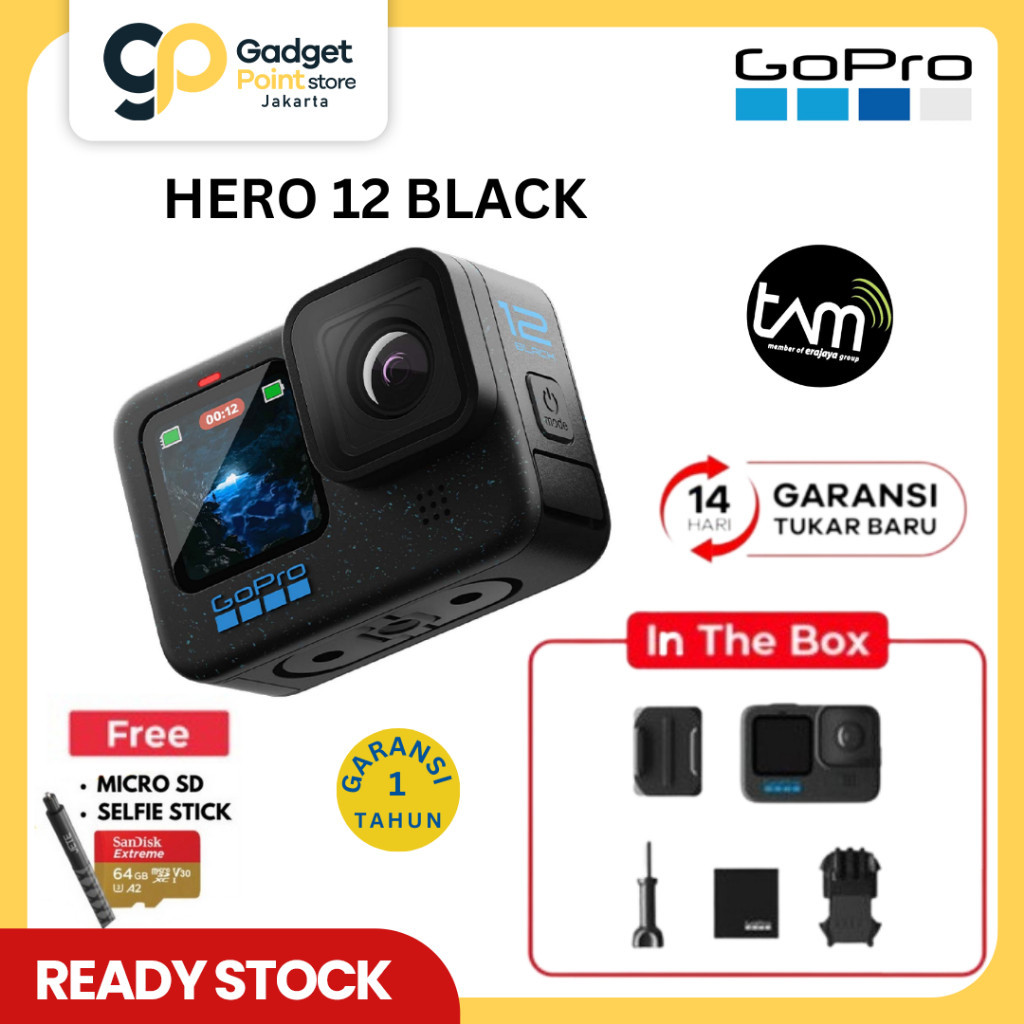 Jual GoPro Hero 12 Black Action Camera | Garansi Resmi 1 Tahun | Shopee Indonesia