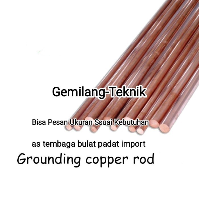 Jual as tembaga 8 mm x 1 meter grounding copper rod stick rod tembaga ...