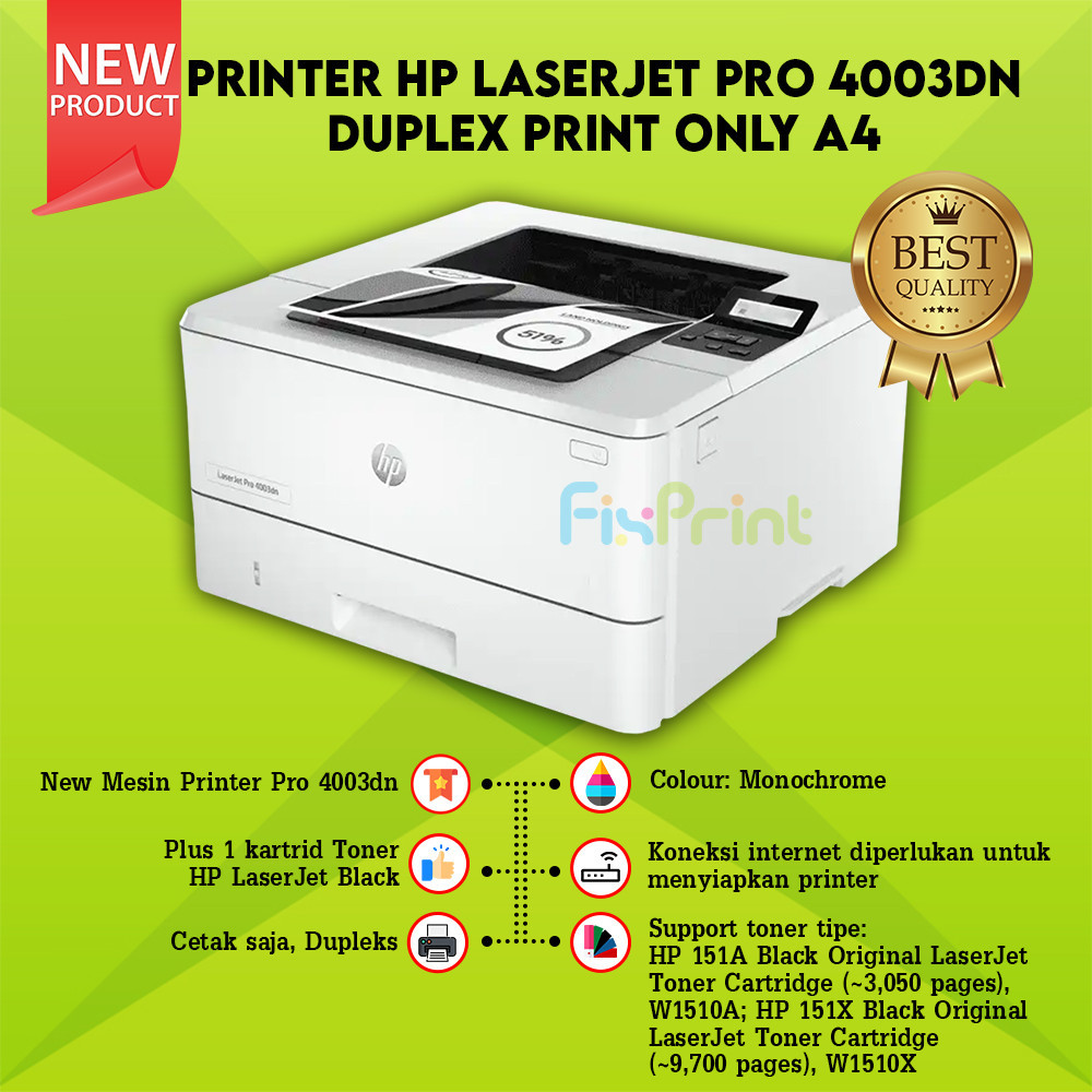 Jual Printer HP New Laserjet Pro 4003dn Monochrome Duplex (2Z609A) Pengganti Printer HP Laserjet ...